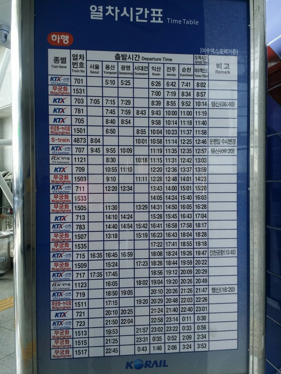 여수엑스포역 Ktx Itx 기차열차시간표 운임표 새마을호 무궁화호 요금표 전라선 경전선 네이버 블로그
