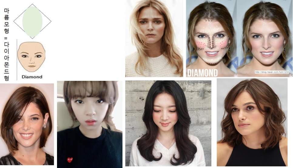 대전 노은동 미용실 헤어톤살롱에서 추천하는 얼굴형에 어울리는 헤어 스타일 마름모 얼굴형에 잘 어울리는 헤어스타일