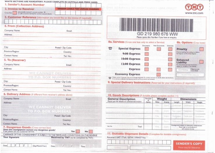 (TNT/픽업/송장) TNT 운송장 작성 방법 & 픽업 예약하기 : 네이버 블로그